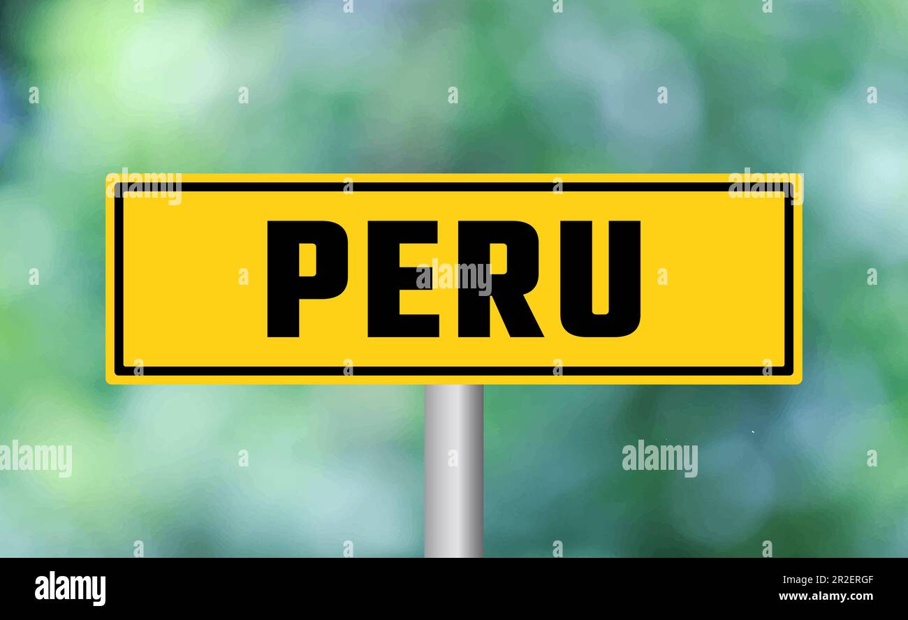 Peru road sign on blur background Stock Photo - Alamy