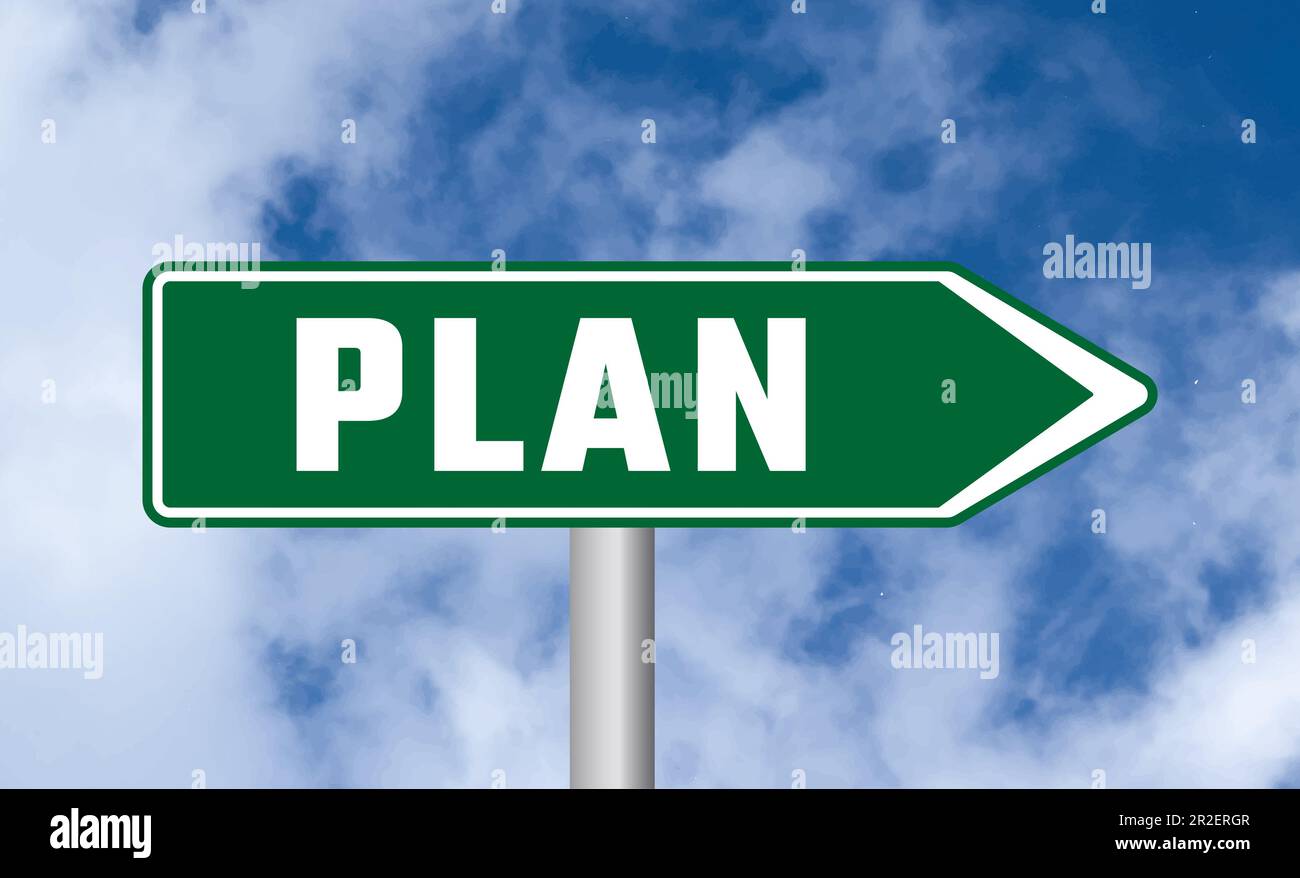 Plan road sign on sky background Stock Photo - Alamy