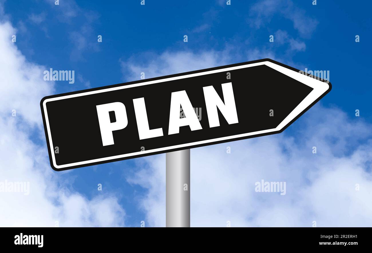 Plan road sign on sky background Stock Photo - Alamy
