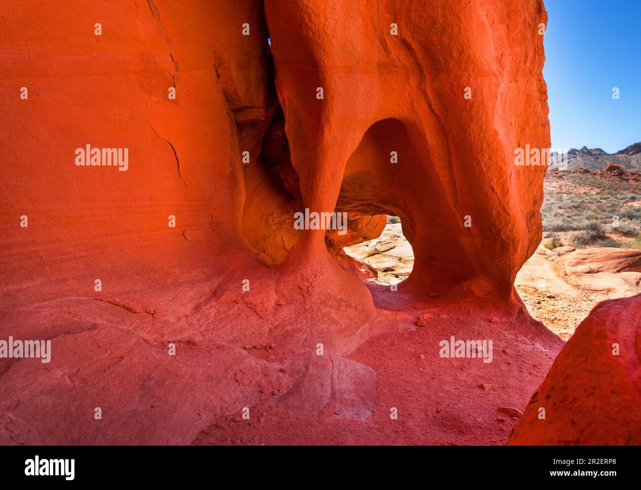 Red rock face with formations in the Valley of Fire, USA Stock Photo ...