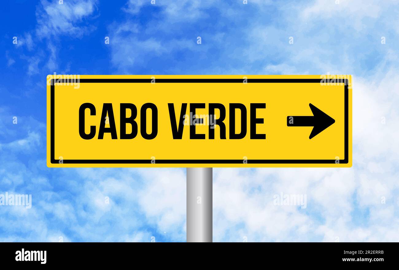 Cabo verde road sign on sky background Stock Photo - Alamy