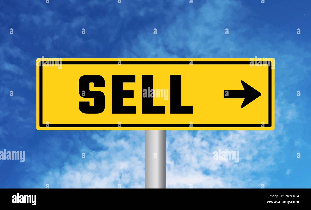 Sell road sign on sky background Stock Photo - Alamy