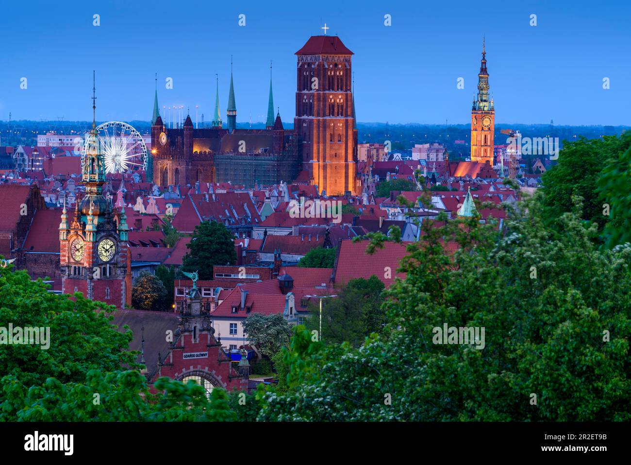 View from the Gradowa hill towards medieval old town. On the left main ...