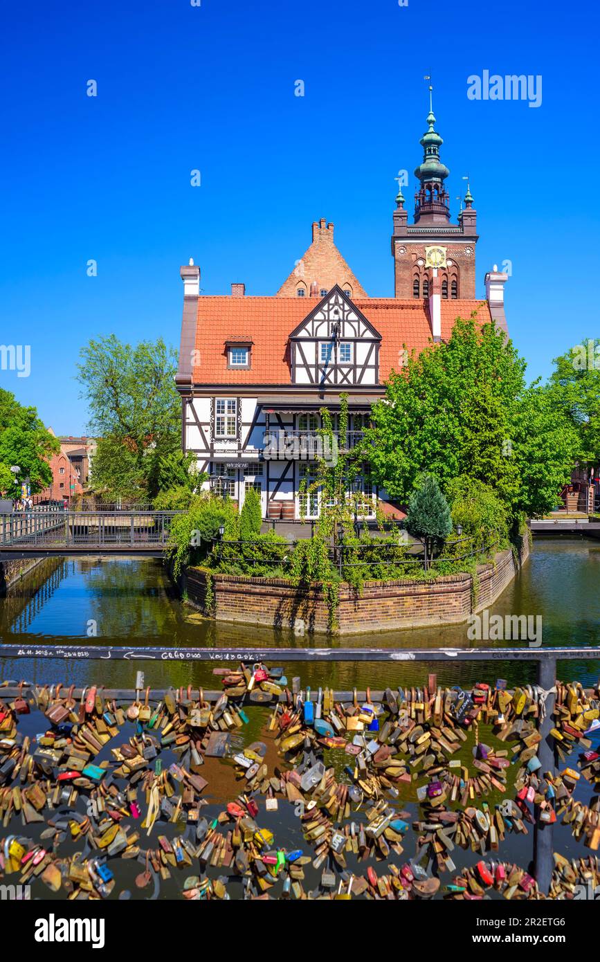 Millers' Guild House, tower of St. Catherine's church, canal of Radunia ...