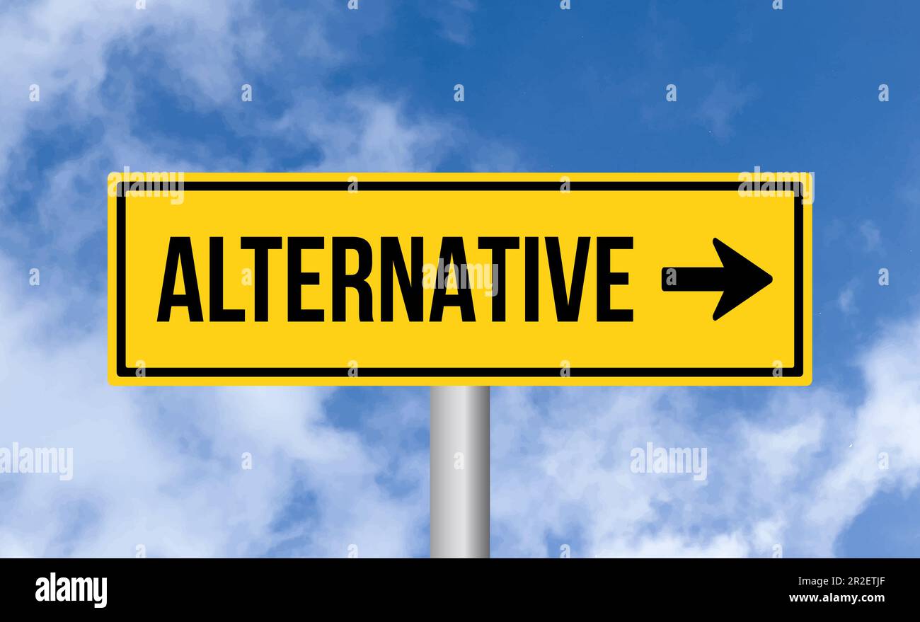 Alternative road sign on sky background Stock Photo - Alamy