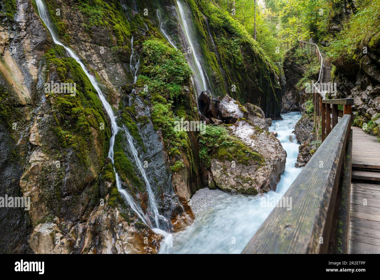 Waterfall and rocks in the Wimbachklamm, Berchtesgaden National Park ...