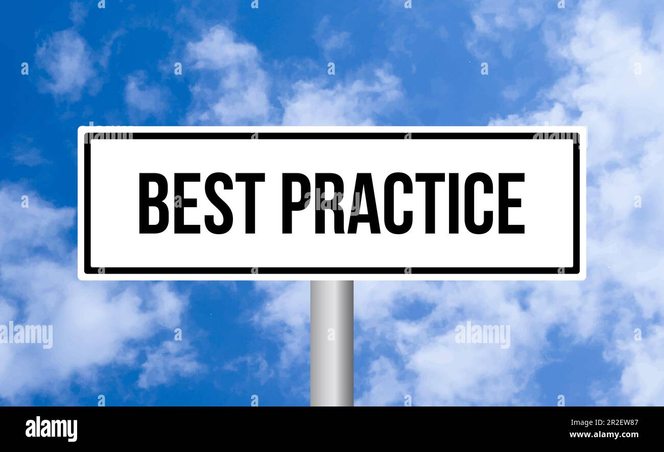 Best practice road sign on sky background Stock Photo - Alamy