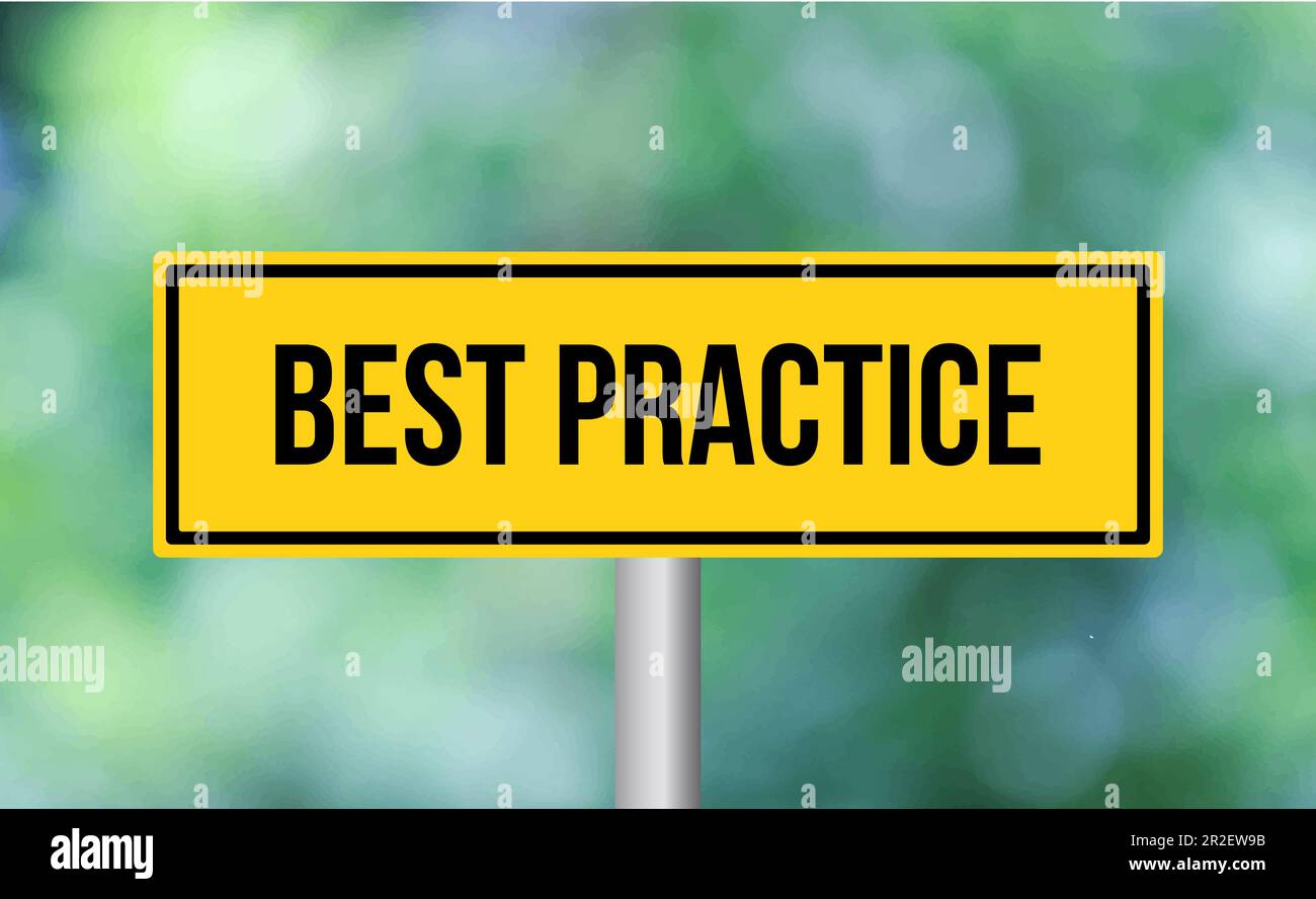 Best practice road sign on blur background Stock Photo - Alamy