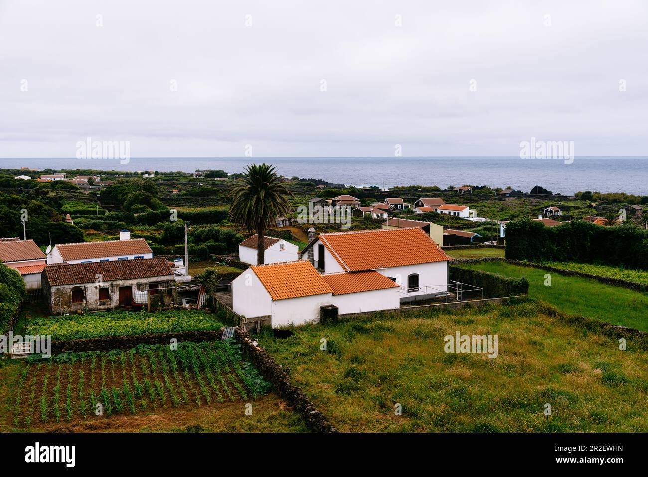 Traditional rural landscape in Terceira Island a cloudy day of summer ...