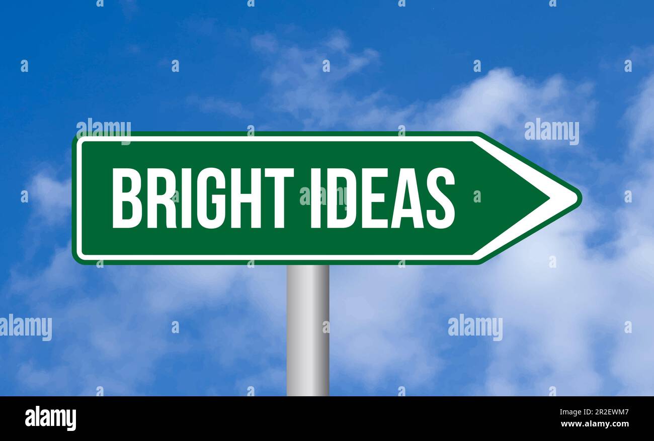 Bright ideas road sign on sky background Stock Photo - Alamy