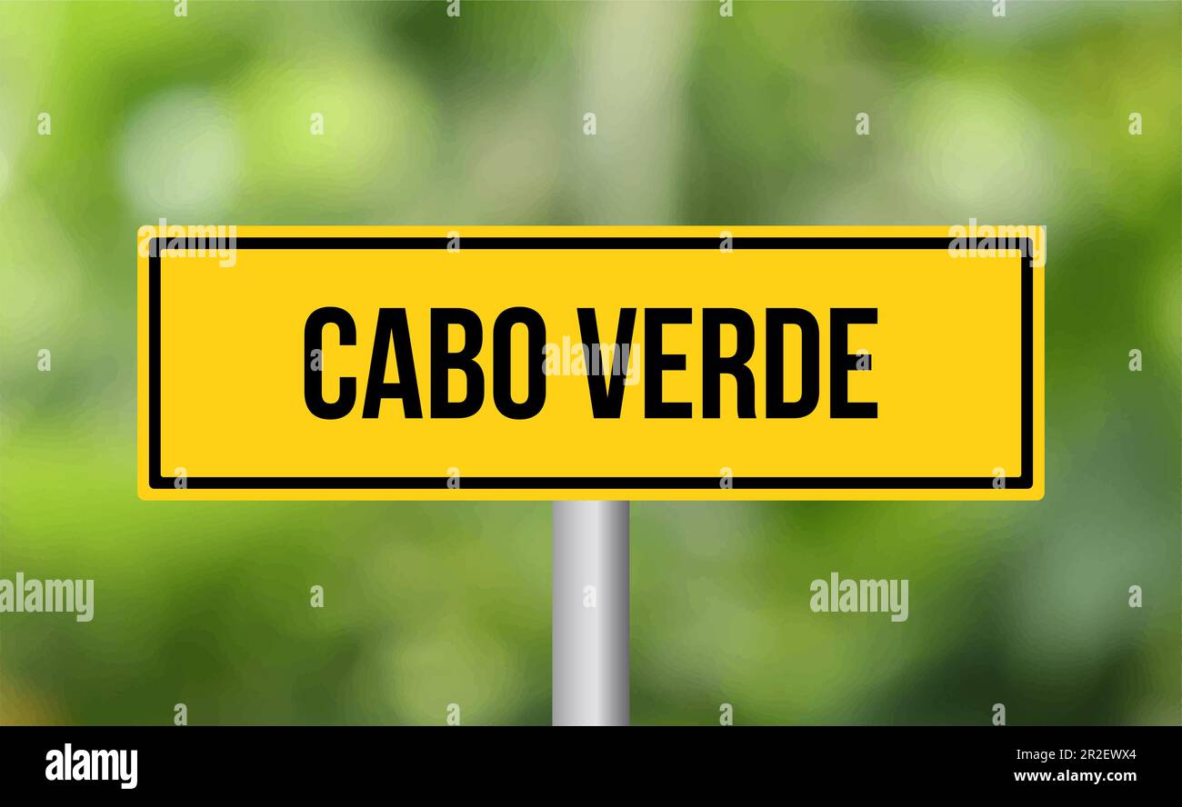 Cabo verde road sign on blur background Stock Photo - Alamy