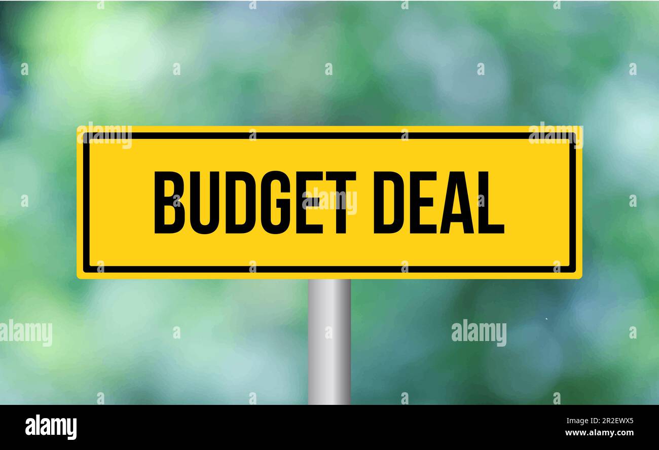 Budget deal road sign on blur background Stock Photo - Alamy