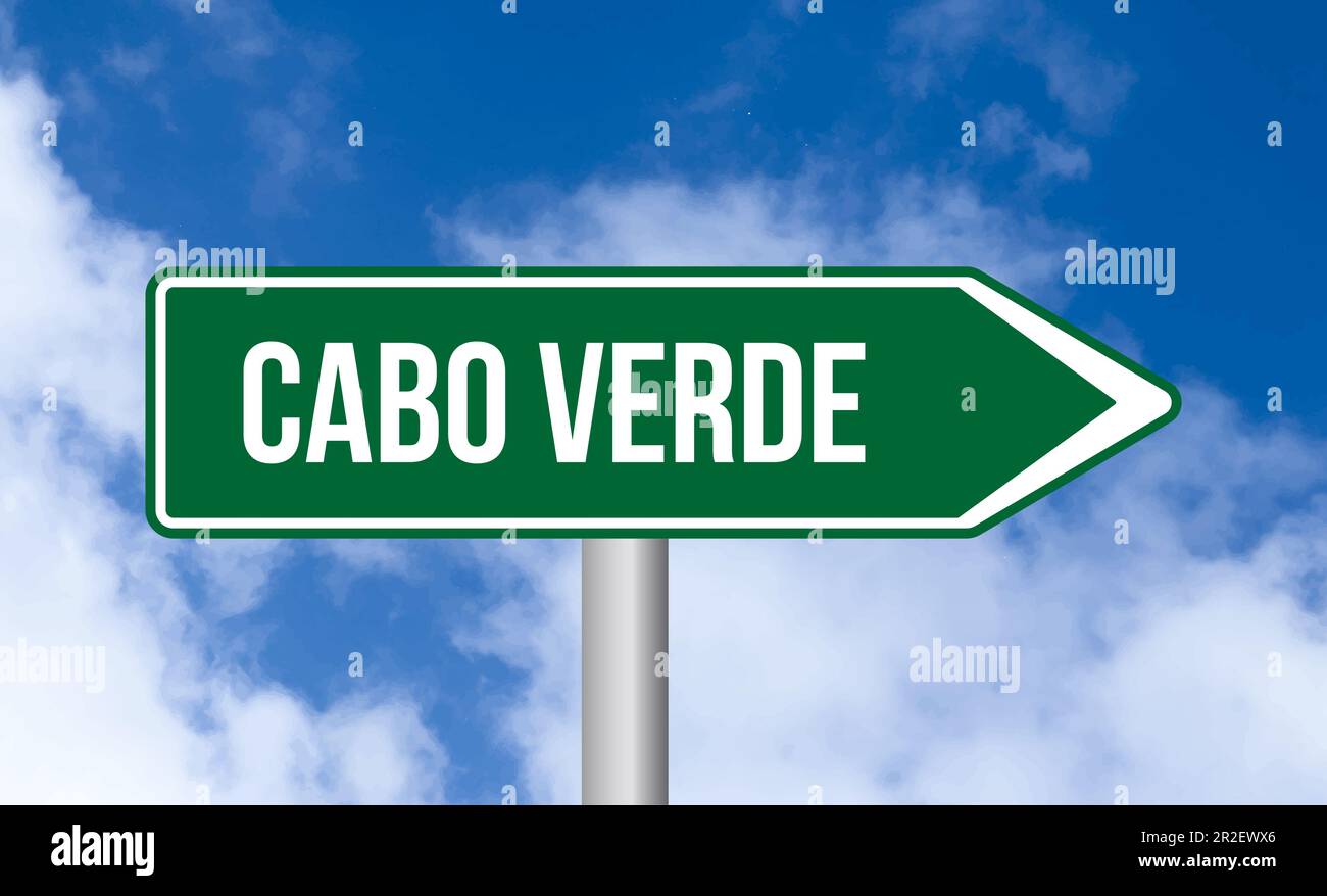 Cabo verde road sign on sky background Stock Photo - Alamy