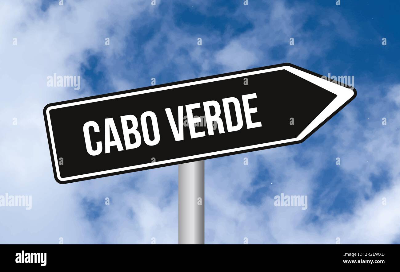 Cabo verde road sign on sky background Stock Photo - Alamy