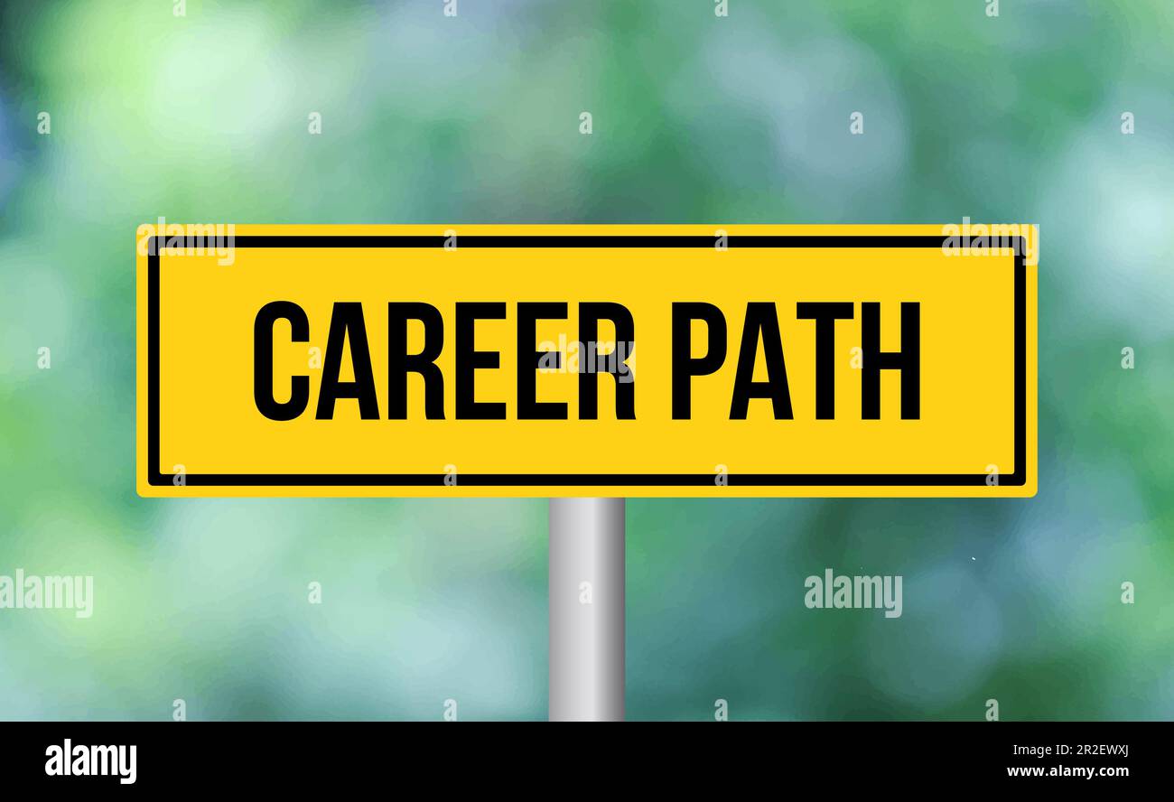 Career path road sign on blur background Stock Photo - Alamy