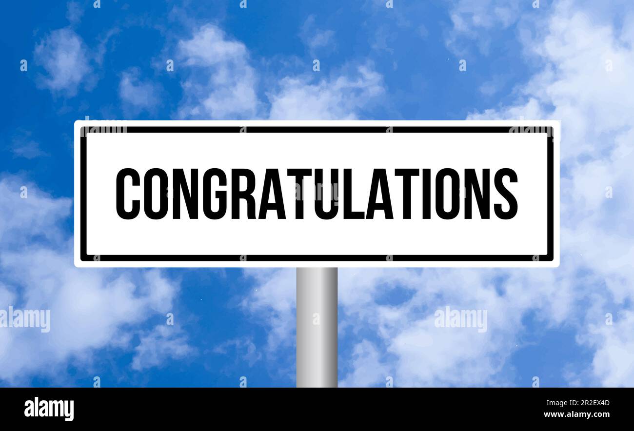 Congratulations road sign on sky background Stock Photo - Alamy