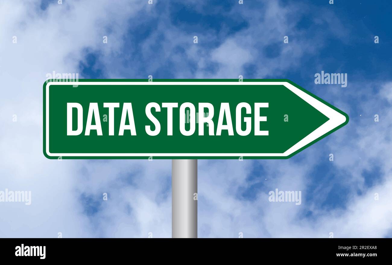Data storage road sign on sky background Stock Photo - Alamy