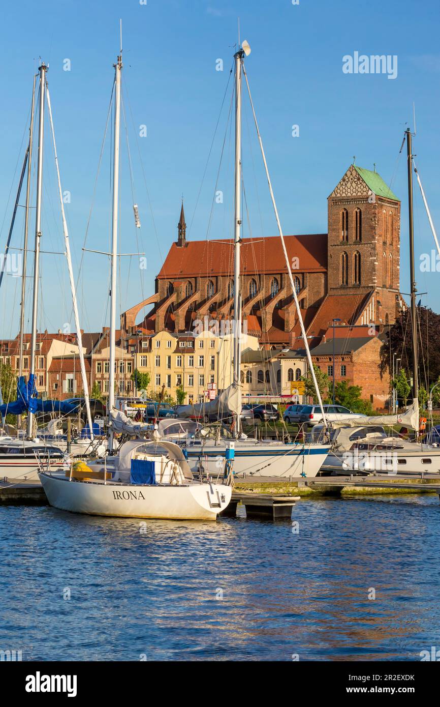 St. Nikolai gothic church viewed from the marina located beside ...