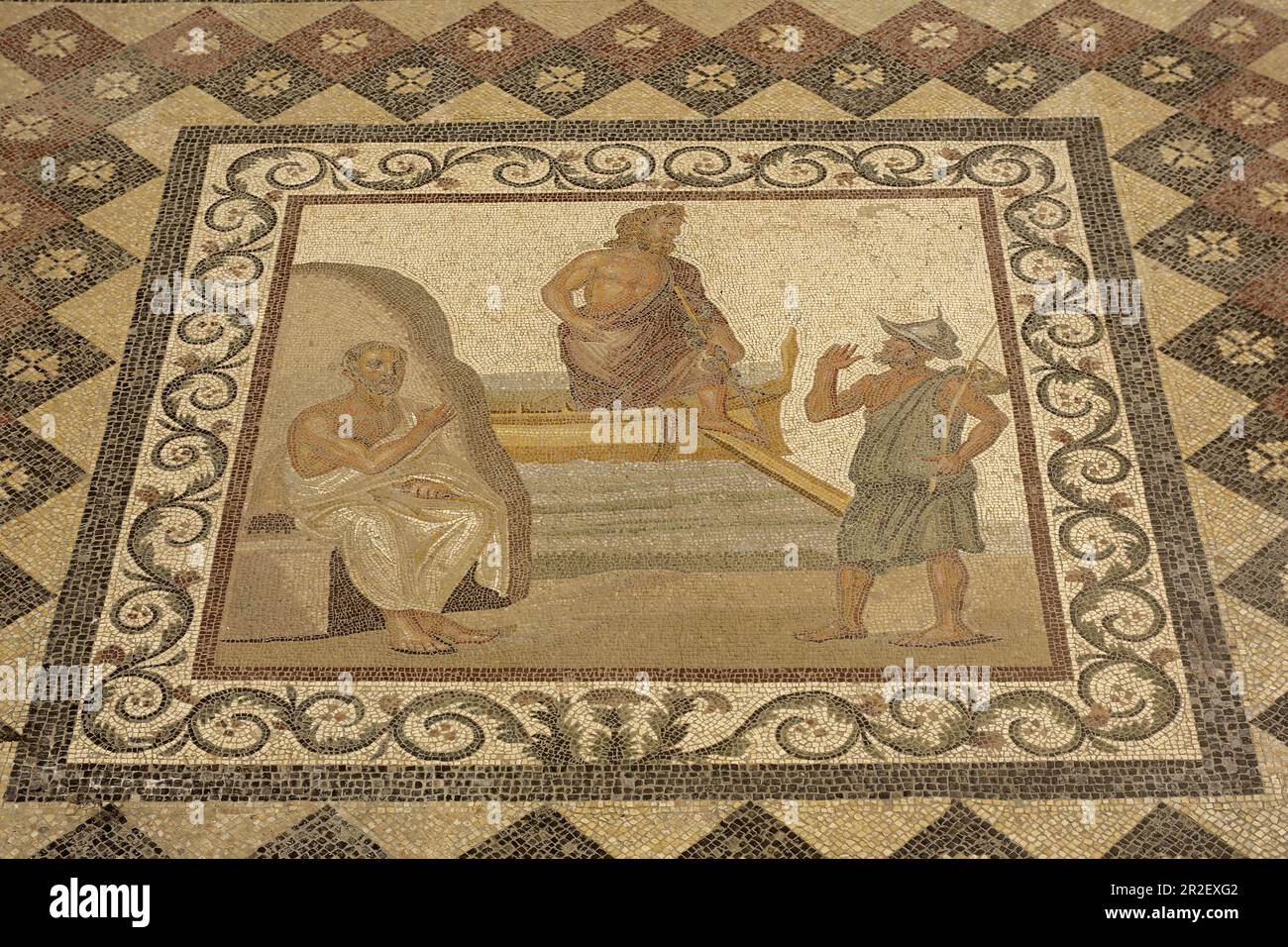 Mosaic with picture of the arrival of Hypocrates, Archaeological Museum ...