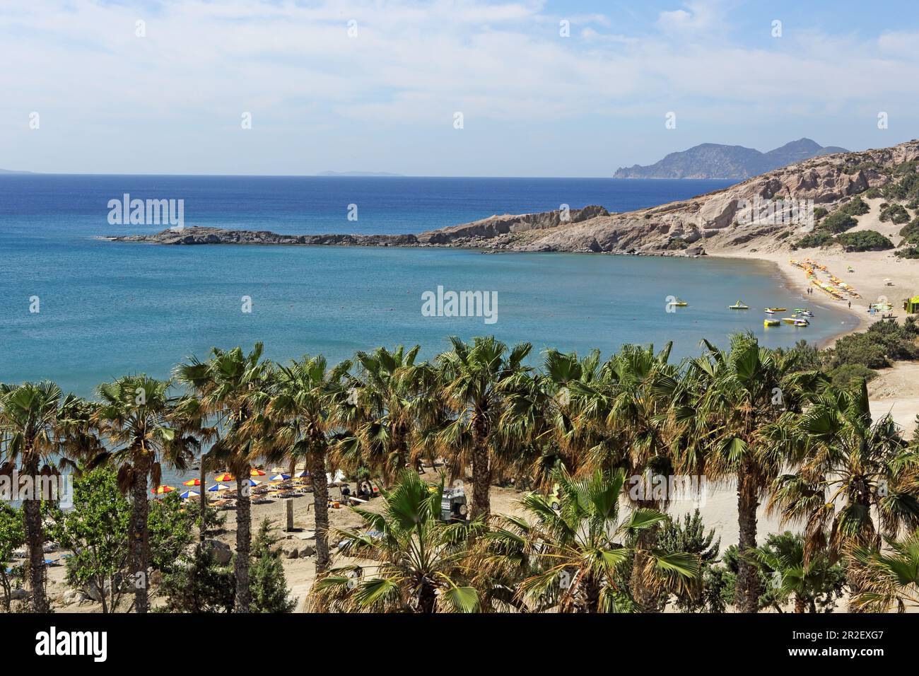Paradise Beach on the south coast of Kos Island, Dodecanese Stock Photo ...