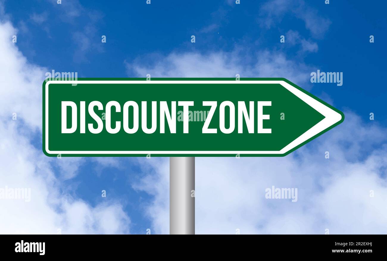 Discount zone road sign hi-res stock photography and images - Alamy