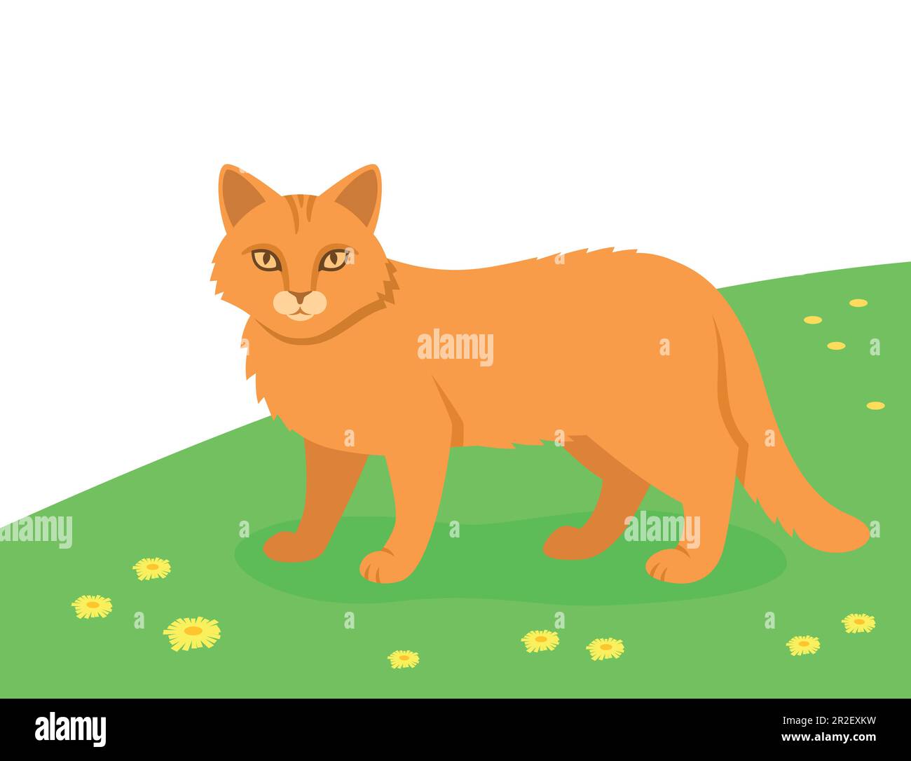 Cat walking meadow Stock Vector Images - Alamy
