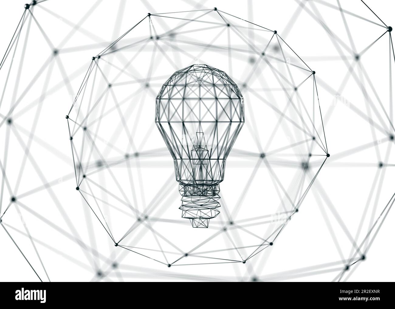 Innovative technology in science and communication concept.3d illustration.Light bulb and ...