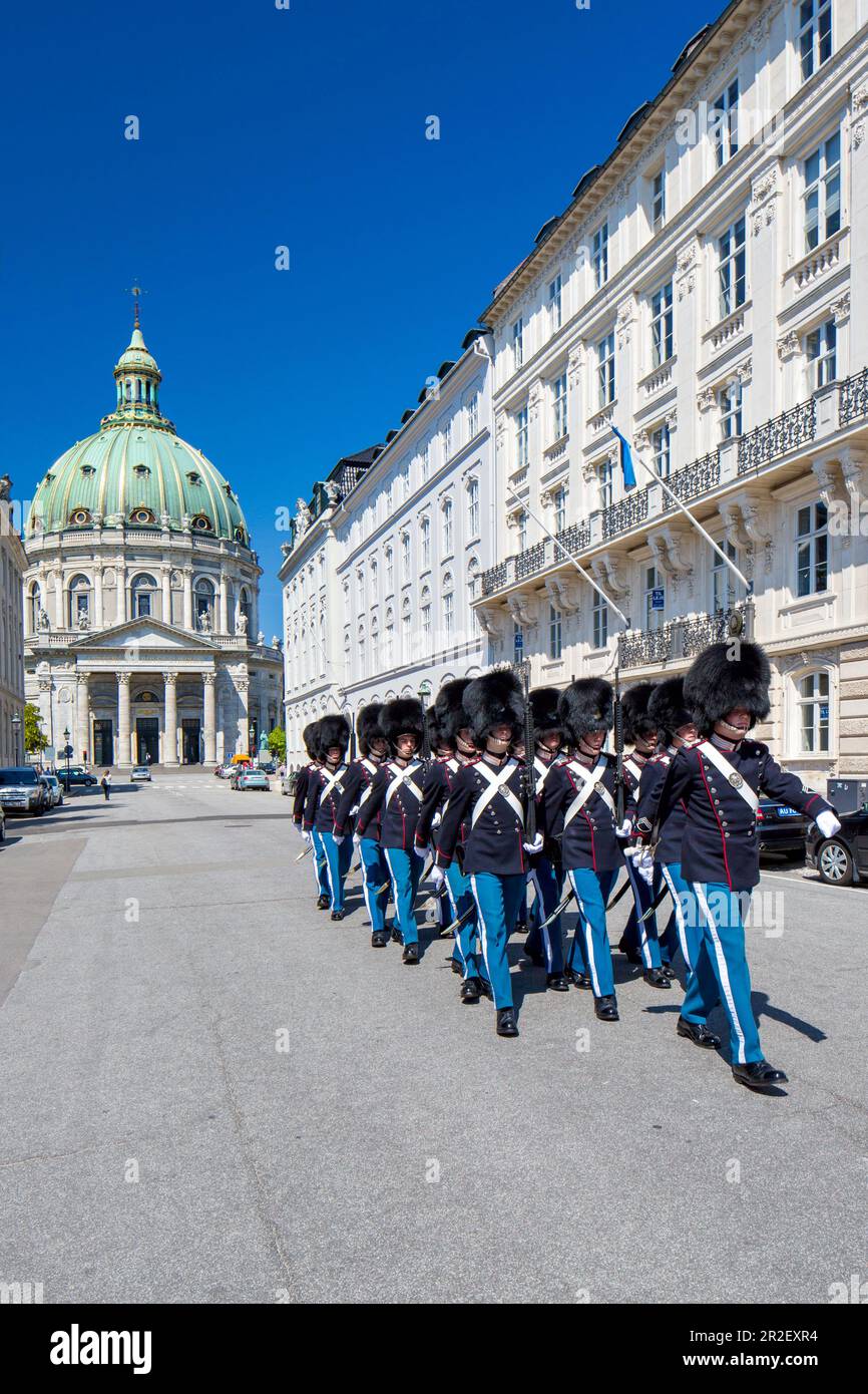 Frederiksgade street, the Danish Royal Guard march from Rosenborg ...