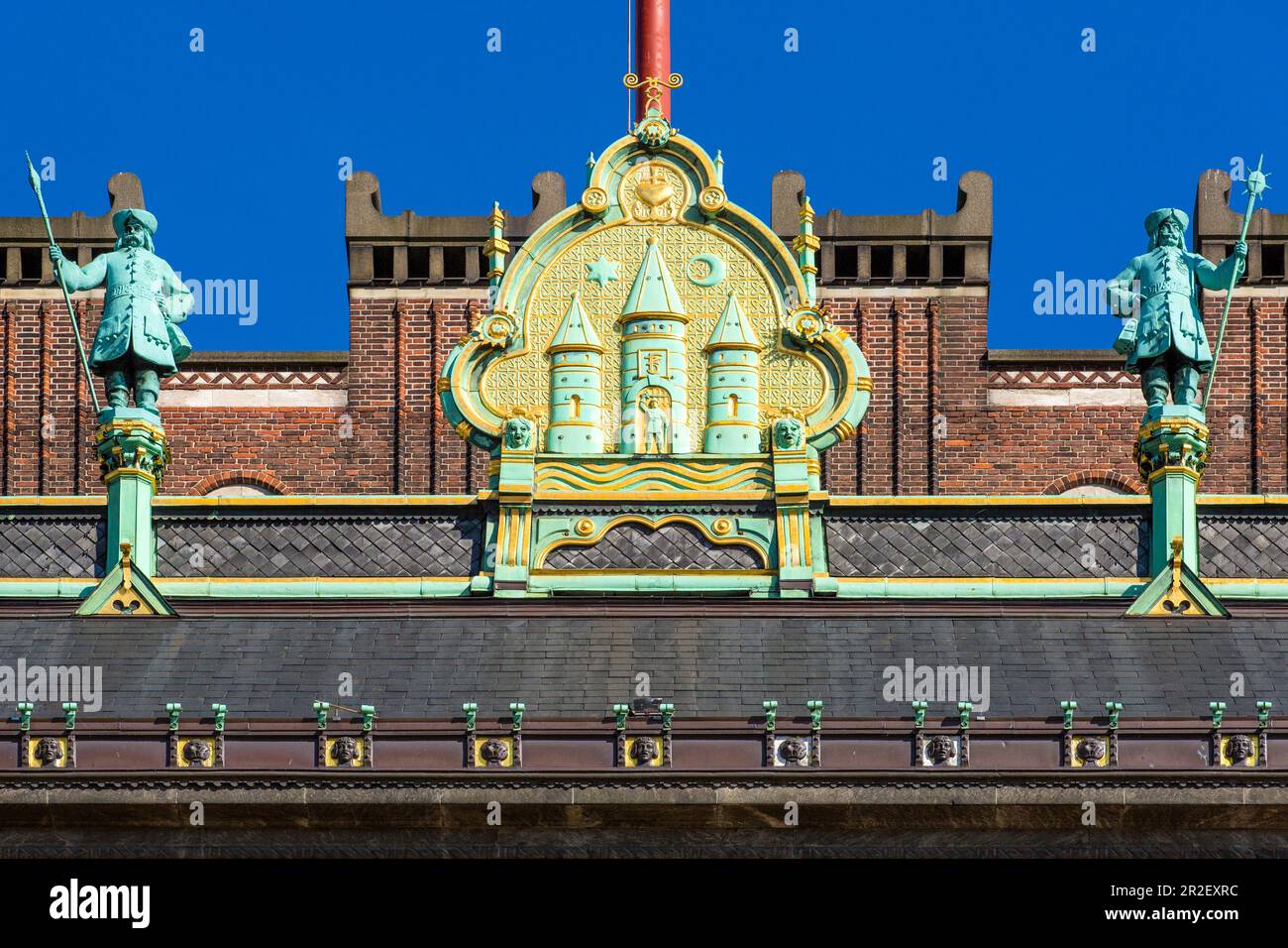 Detail of facade of Copenhagen City Hall (Kobenhavns Radhus), builded ...