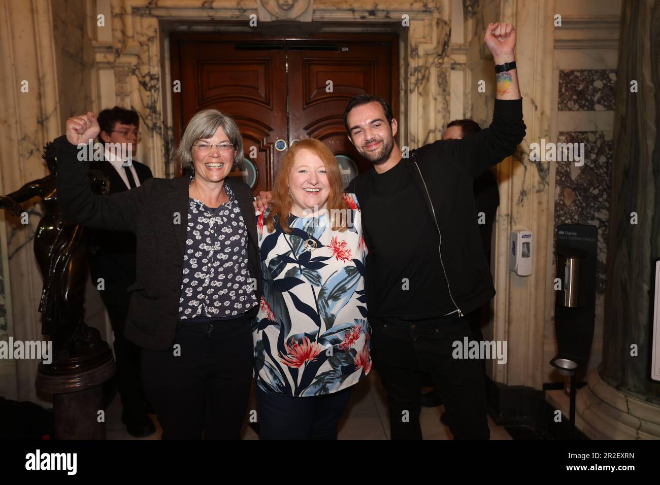 Alliance Party leader Naomi Long (centre) with newly elected Tara ...