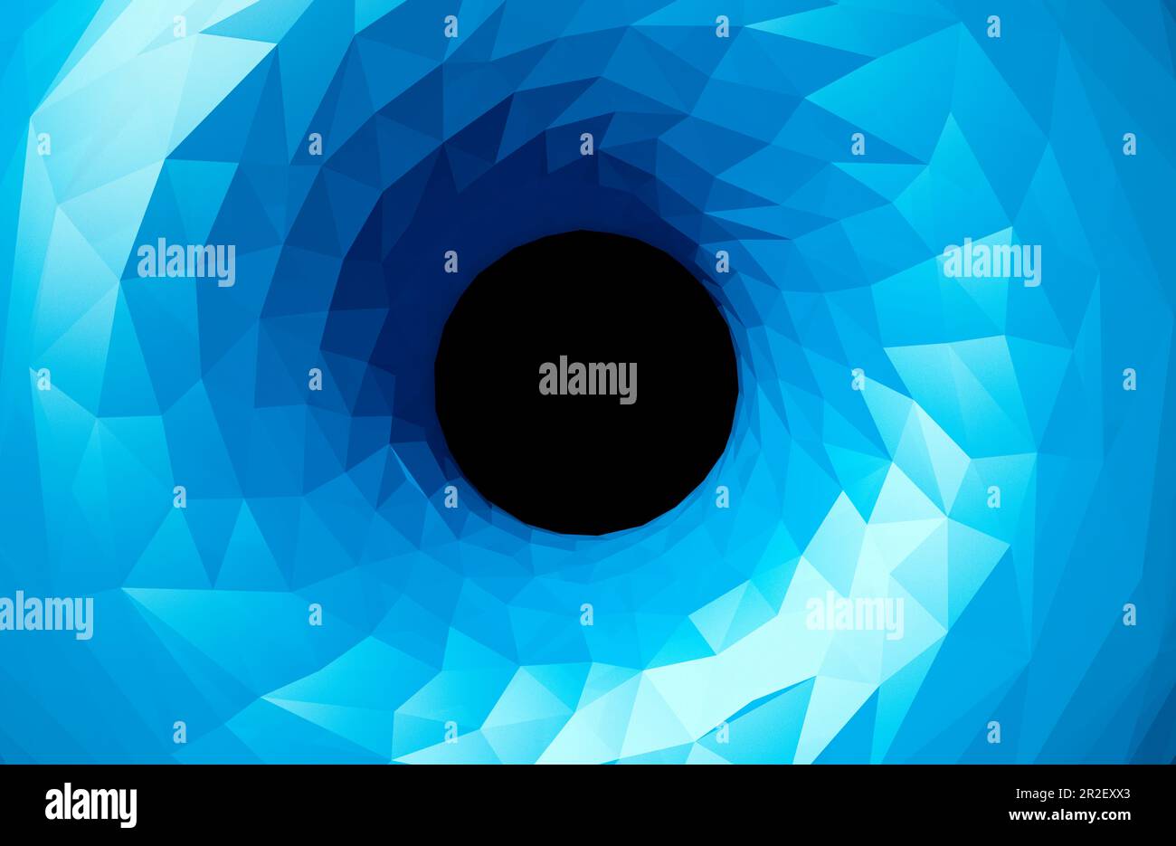 Tunnel or hole with abstract triangular shapes.Abstract low polygonal ...