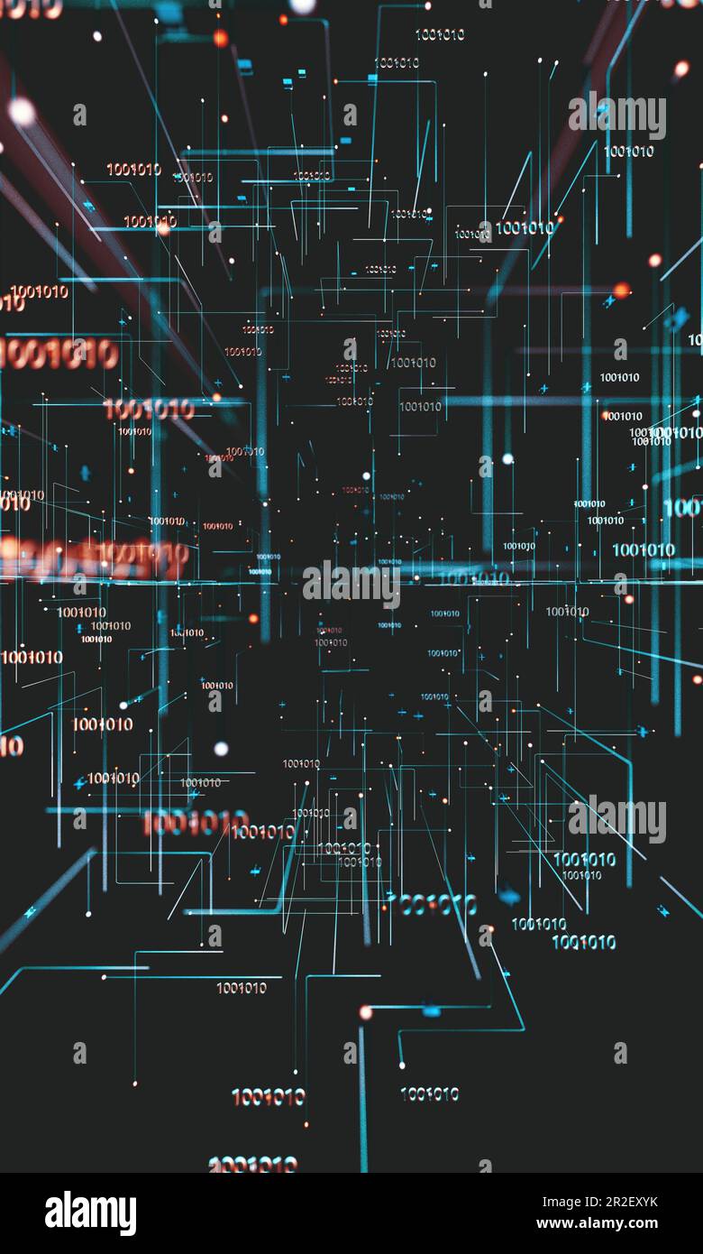 Abstract Background Of Technology Science And Cloud Computer3d Illustrationbinary Code