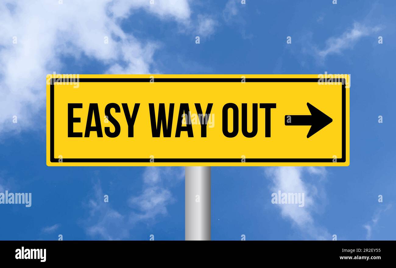 Easy way out road sign on blue sky background Stock Photo - Alamy