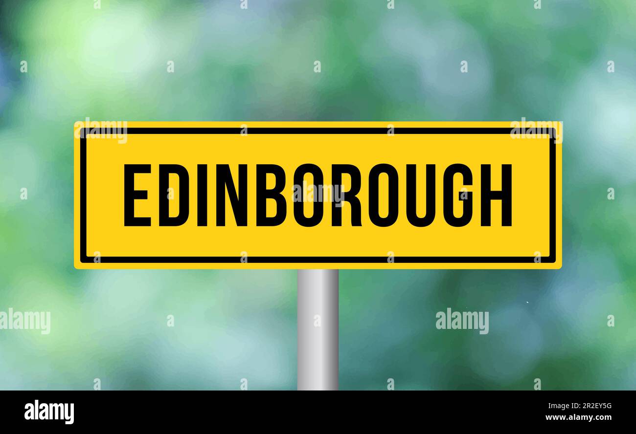 Edinborough road sign on blur background Stock Photo - Alamy