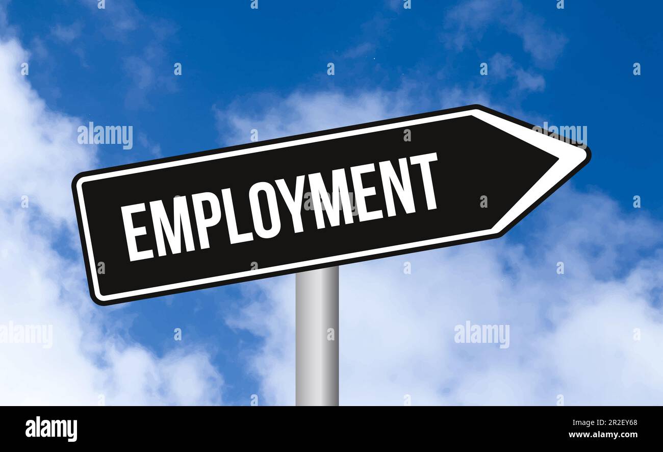 Employment road sign on cloudy sky background Stock Photo - Alamy