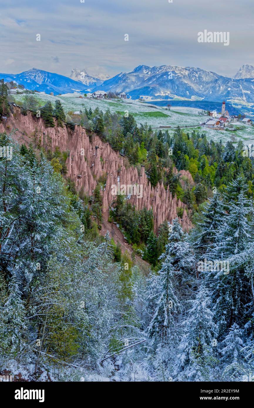 The earth pyramids on the Renon, natural monument, South Tyrol, Italy ...