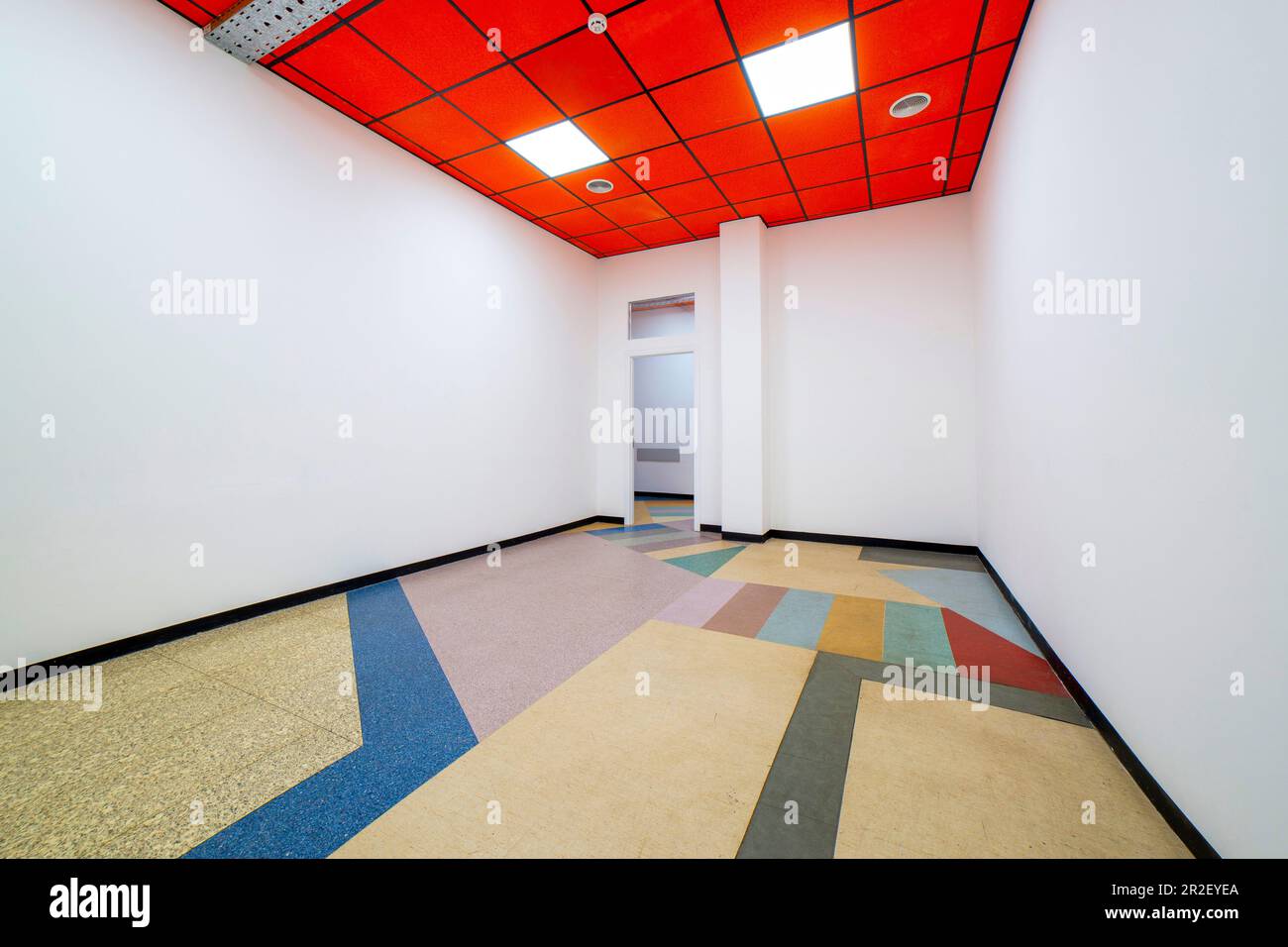 A fragment of the interior of an empty room with a red ceiling Stock ...