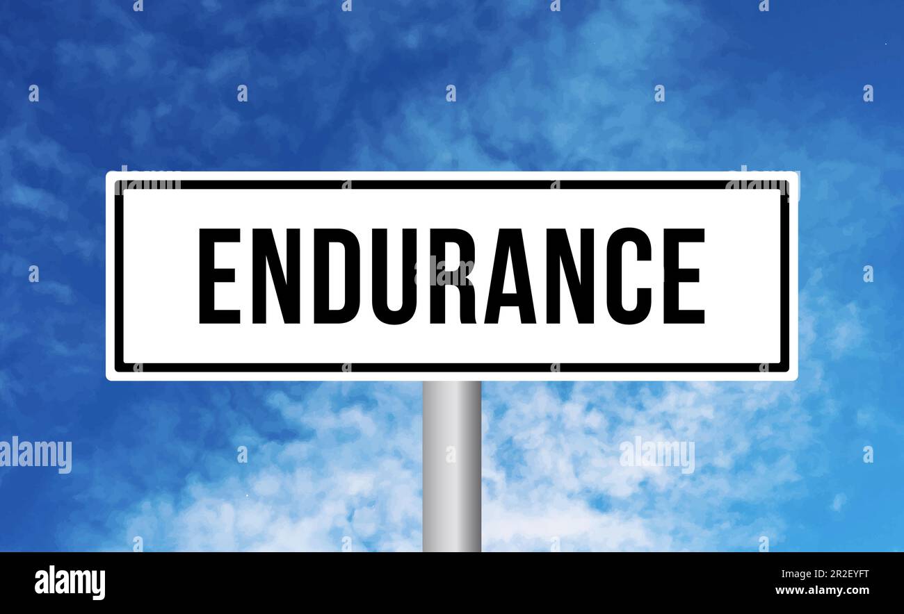 Endurance road sign on sky background Stock Photo - Alamy