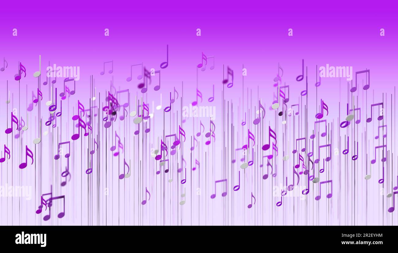 3d illustration of musical notes and musical signs of abstract music ...