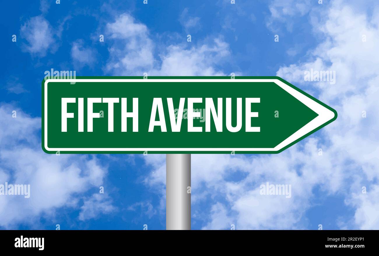 Fifth avenue road sign on cloudy sky background Stock Photo - Alamy