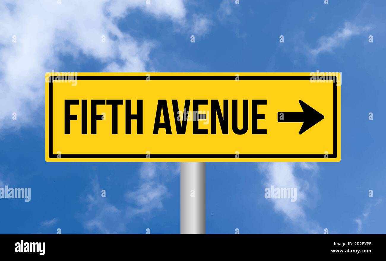 Fifth avenue road sign on cloudy sky background Stock Photo - Alamy