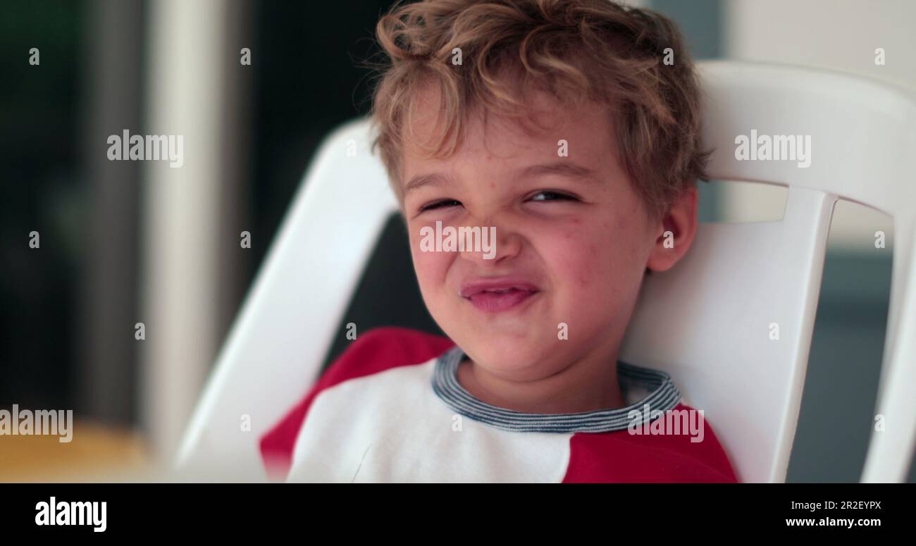 Happy handsome child toddler boy smiling and laughing, authentic real ...