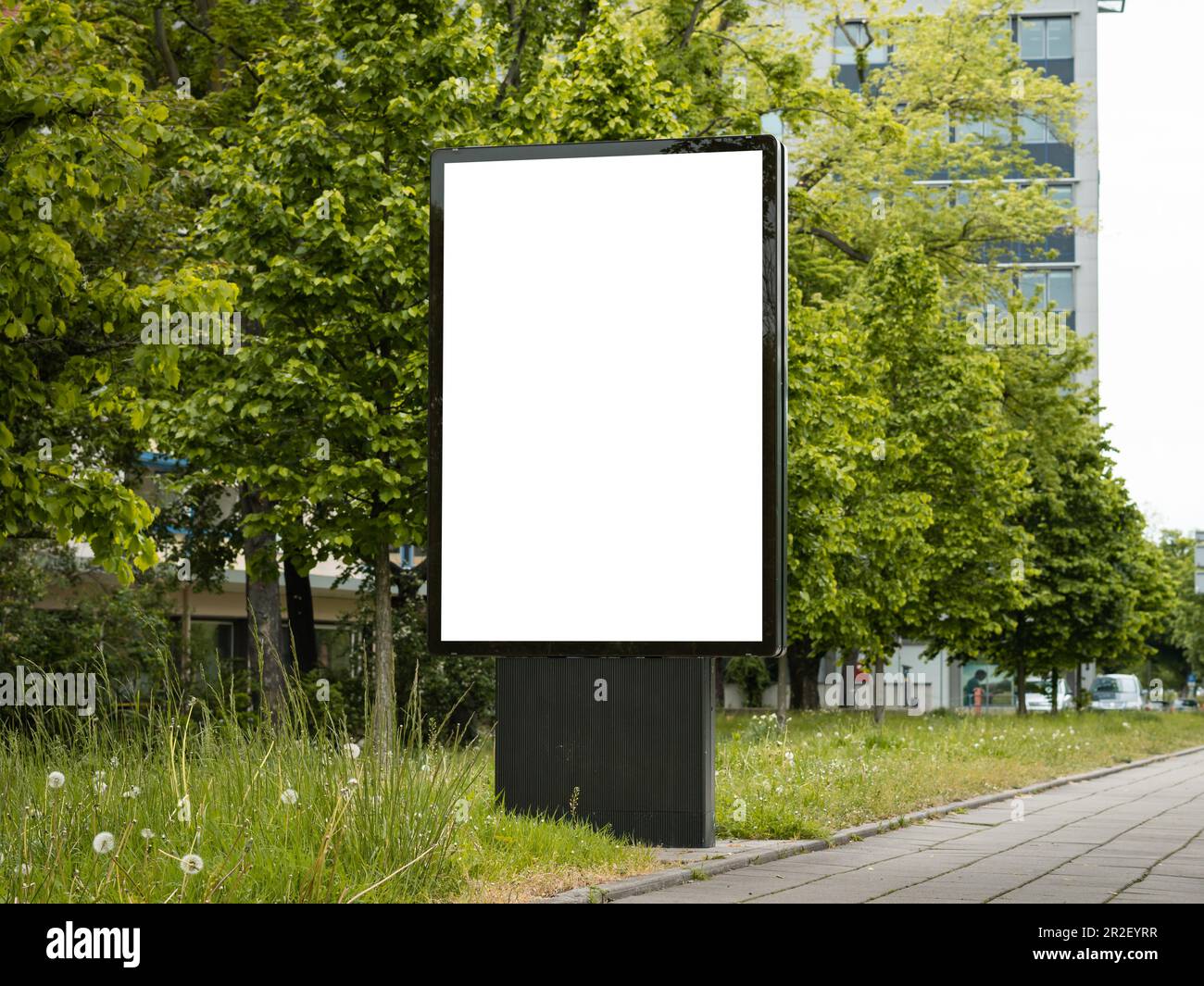 Outdoor advertisement template with a blank screen. Empty billboard ...