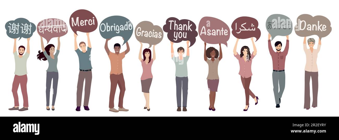 Multicultural people with arms raised from different nations and continents holding hands speech ...