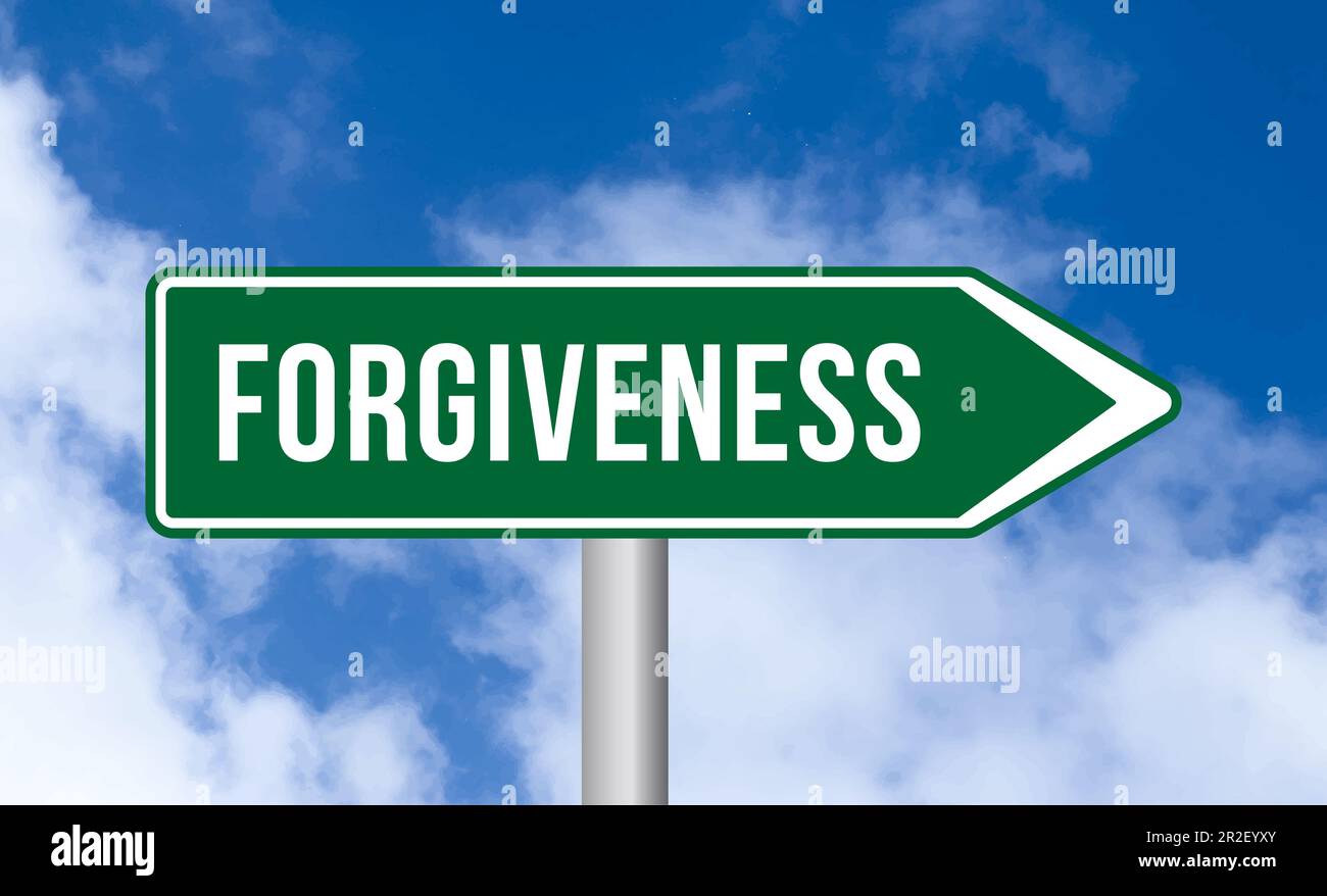 Forgiveness road sign on sky background Stock Photo - Alamy