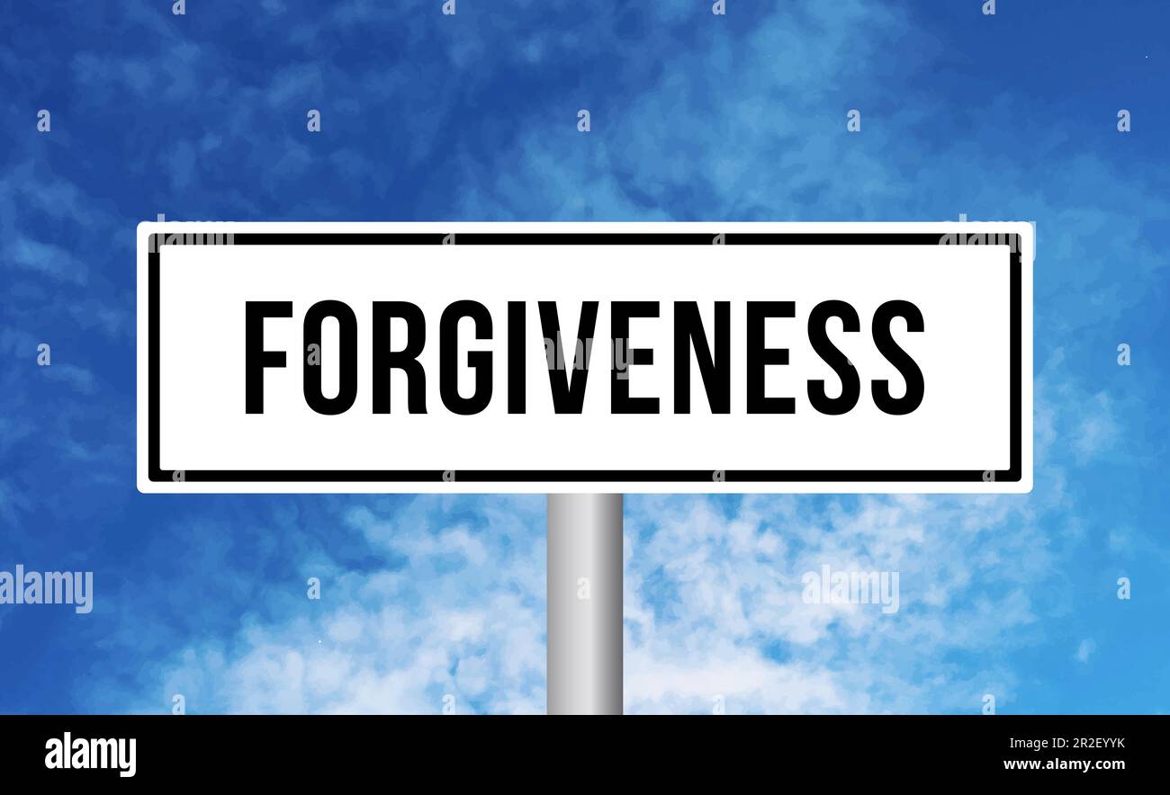 Forgiveness road sign on sky background Stock Photo - Alamy