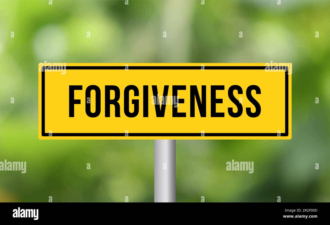 Forgiveness road sign on blur background Stock Photo - Alamy