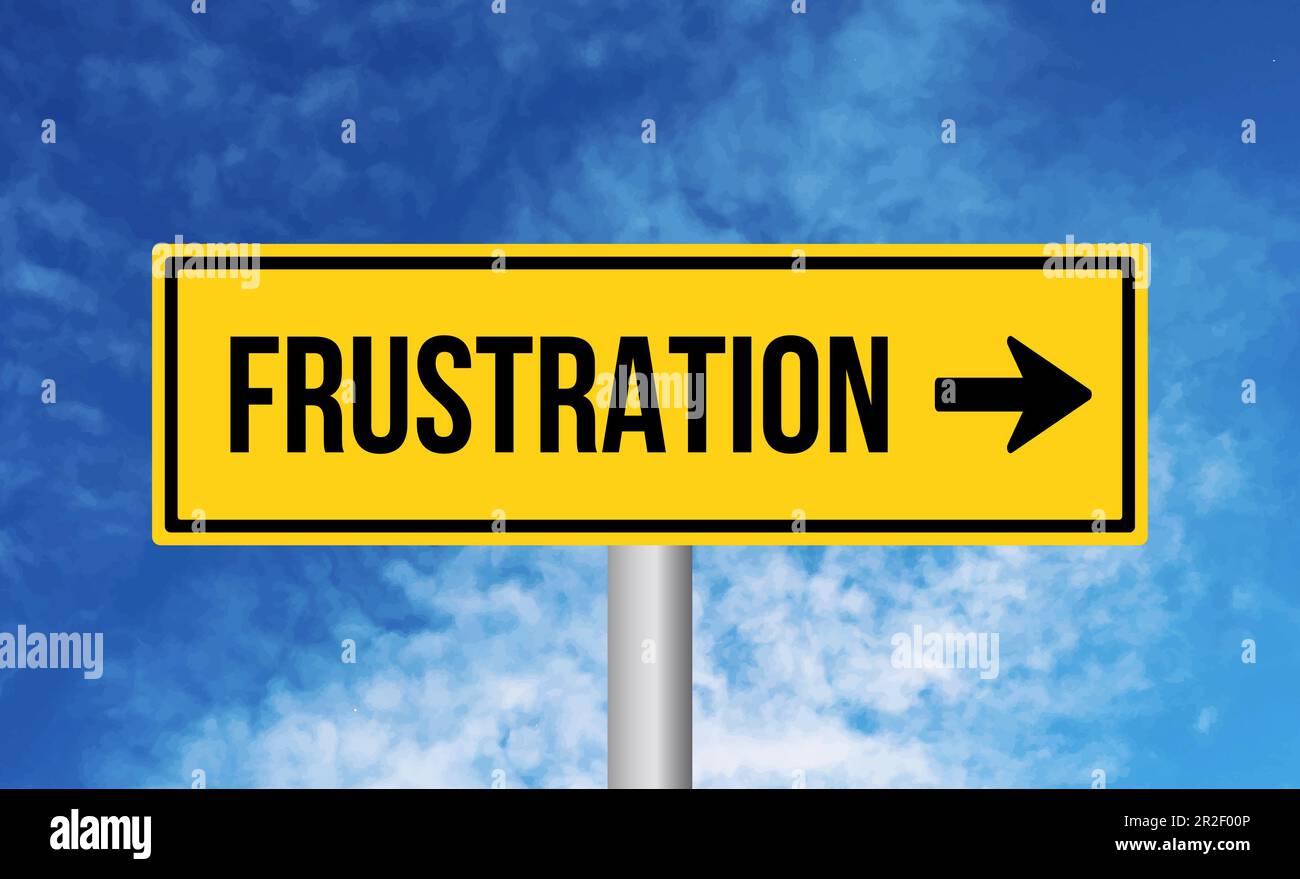 Frustration road sign on sky background Stock Photo - Alamy