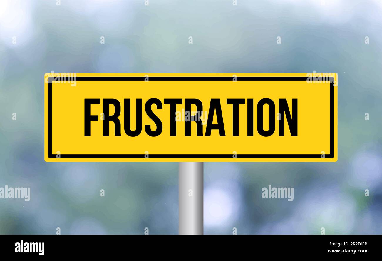 Frustration road sign on blur background Stock Photo - Alamy