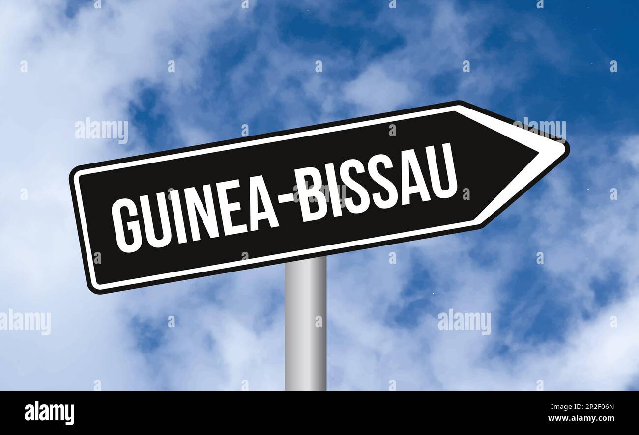 Guinea bissau road sign on cloudy sky background Stock Photo - Alamy